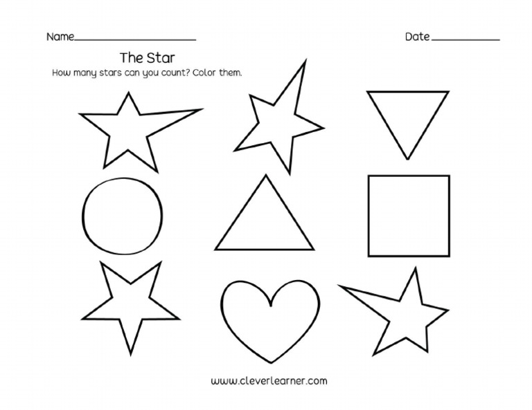 Color The Star Shape Activity For Children | PDF