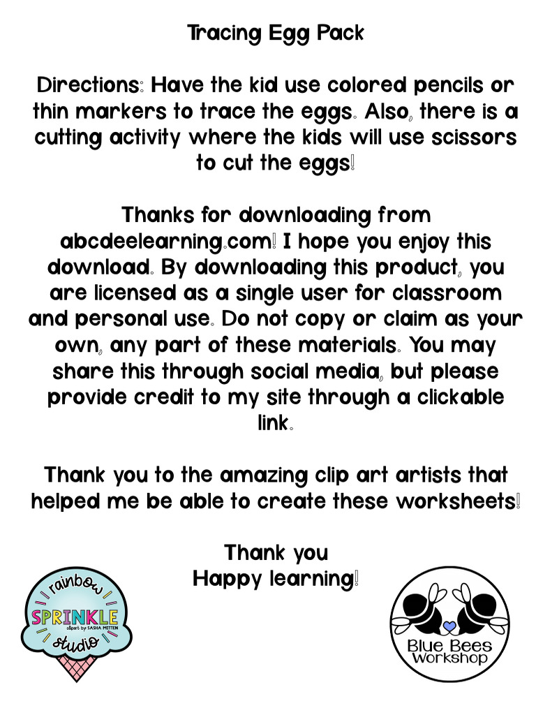 Tracing Eggs Activity | PDF