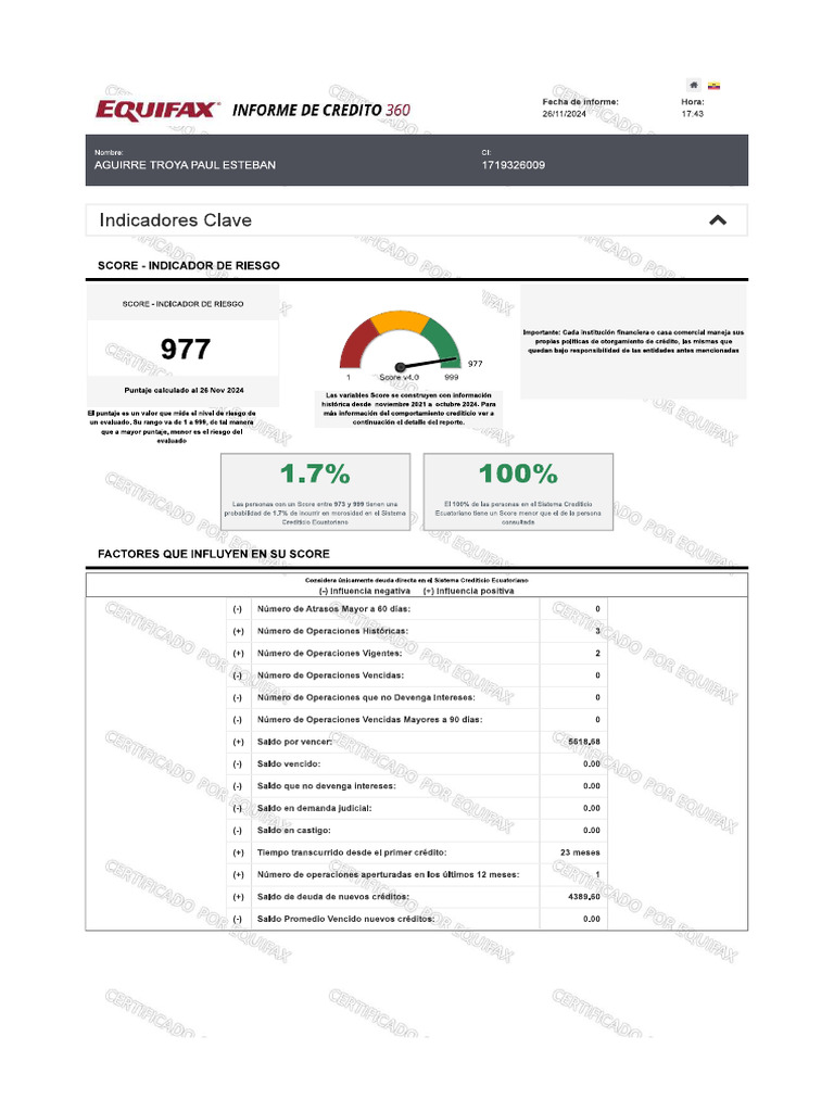 Reporte Equifax | PDF