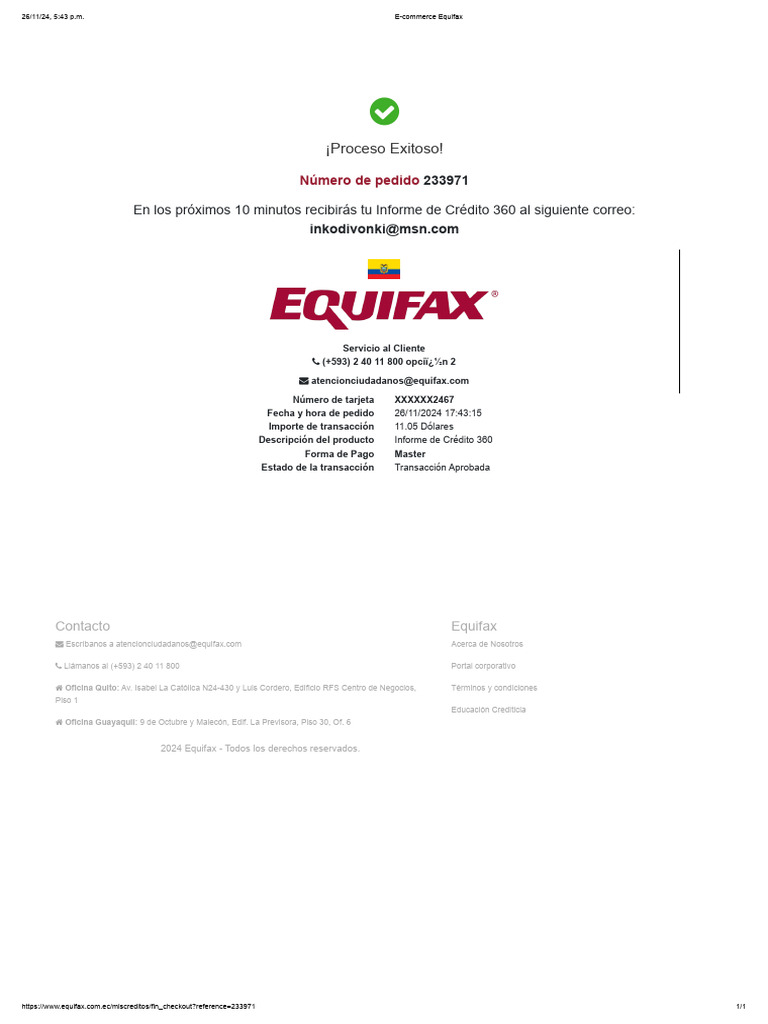 E-commerce Equifax | PDF | Tarjeta de crédito | Tecnología bancaria