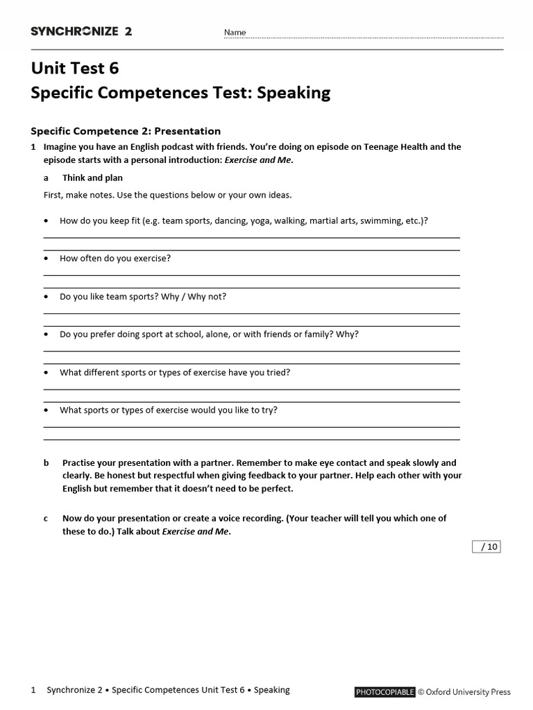 Speaking U6 | PDF