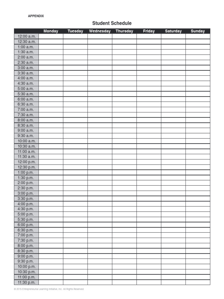 Student Weekly Schedule Guide | PDF