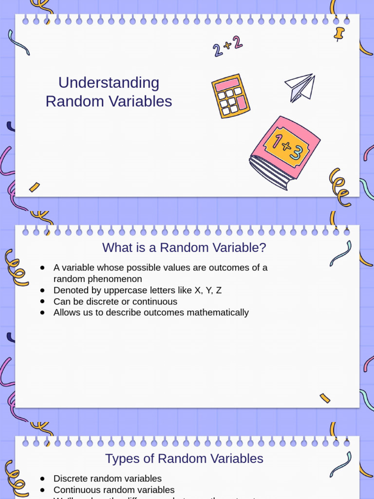 Types and Examples of Random Variables | PDF | Random Variable ...