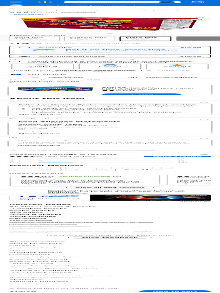 Frito-Lay Fiery Mix Variety Pack Snack Chips, 28 Count Multipack | PDF ...