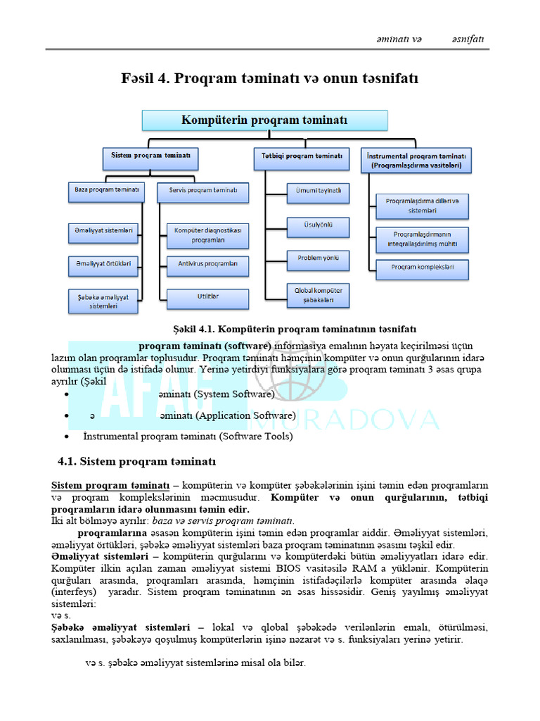 Fəsil 4. Proqram Təminatı VƏ Onun Təsnifatı | PDF