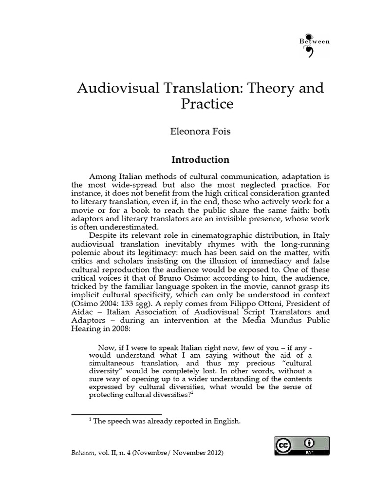 Audiovisual Translation Theory and Practice | PDF | Translations ...