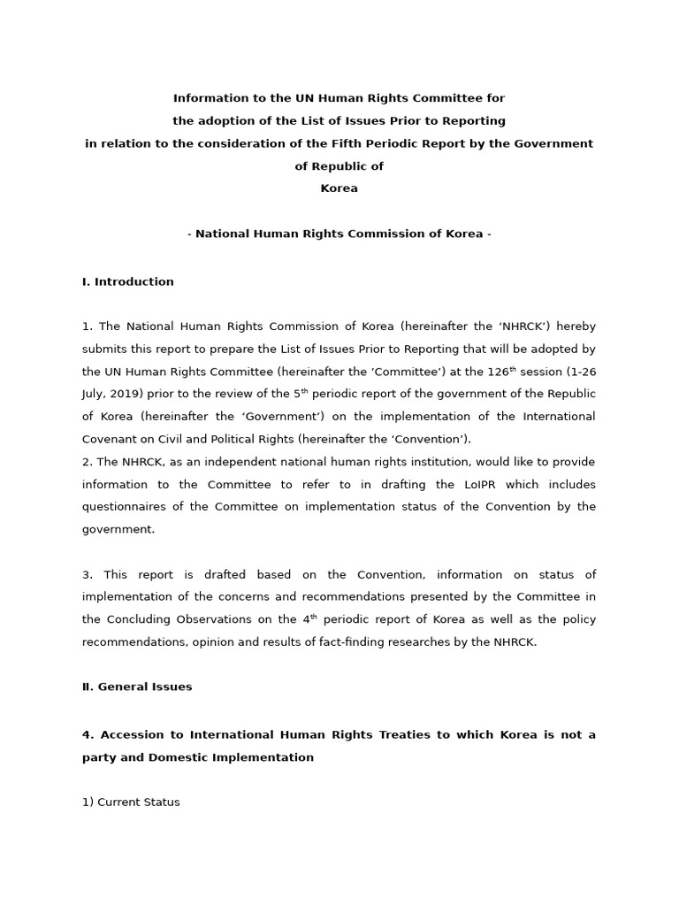 2023-List of Issues-National Human Rights Commission of Korea | PDF | Human Trafficking | Prison
