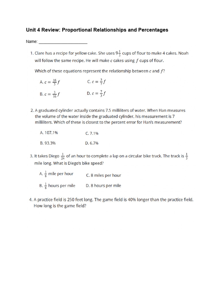 7th Unit 4 Review Test | PDF