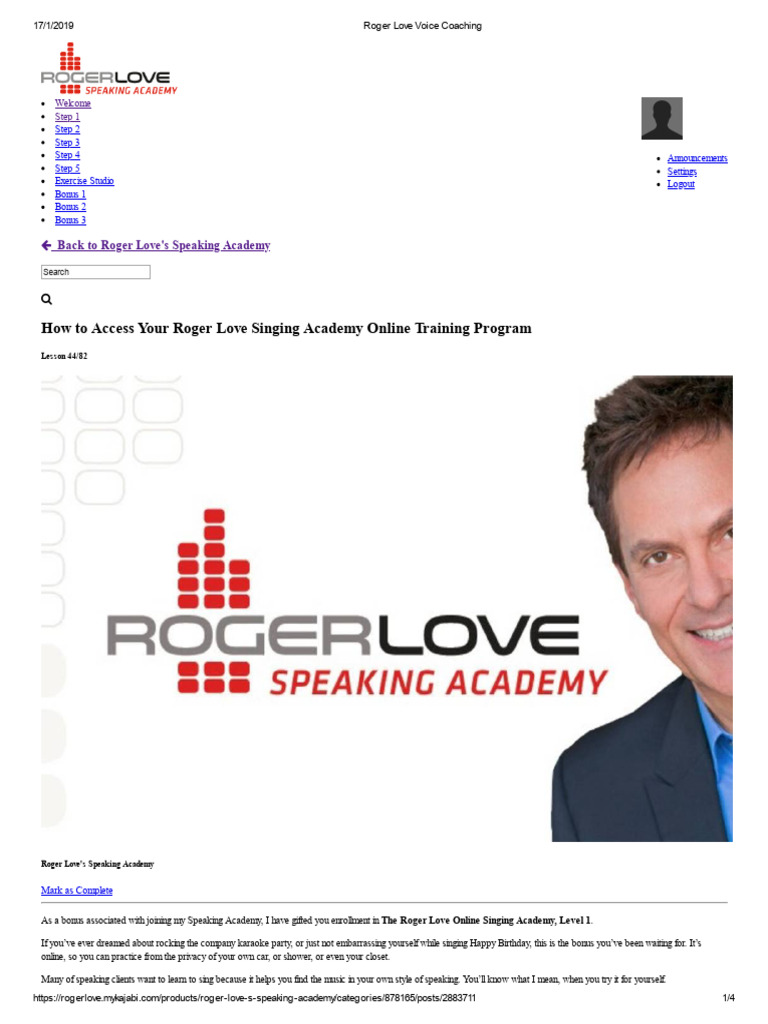 Roger Love's Speaking Academy Overview | PDF | Singing | Music Industry