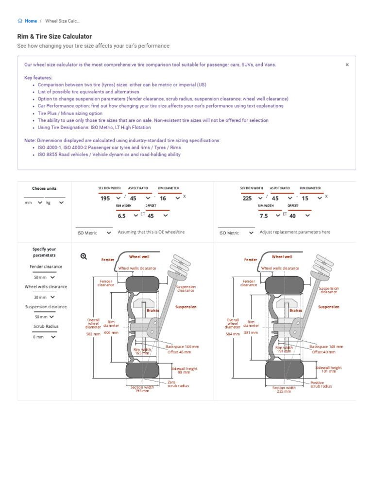 Rim and Tire Size Calculator Guide | PDF | Tire | Land Vehicles