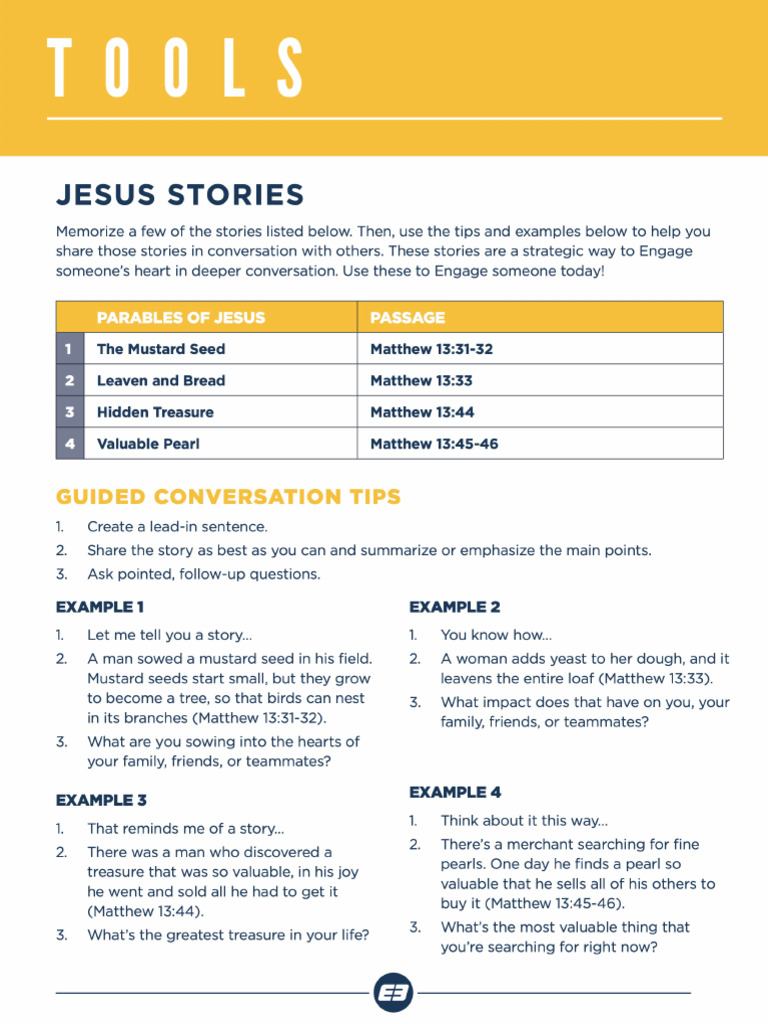 Tools Jesus Stories | PDF