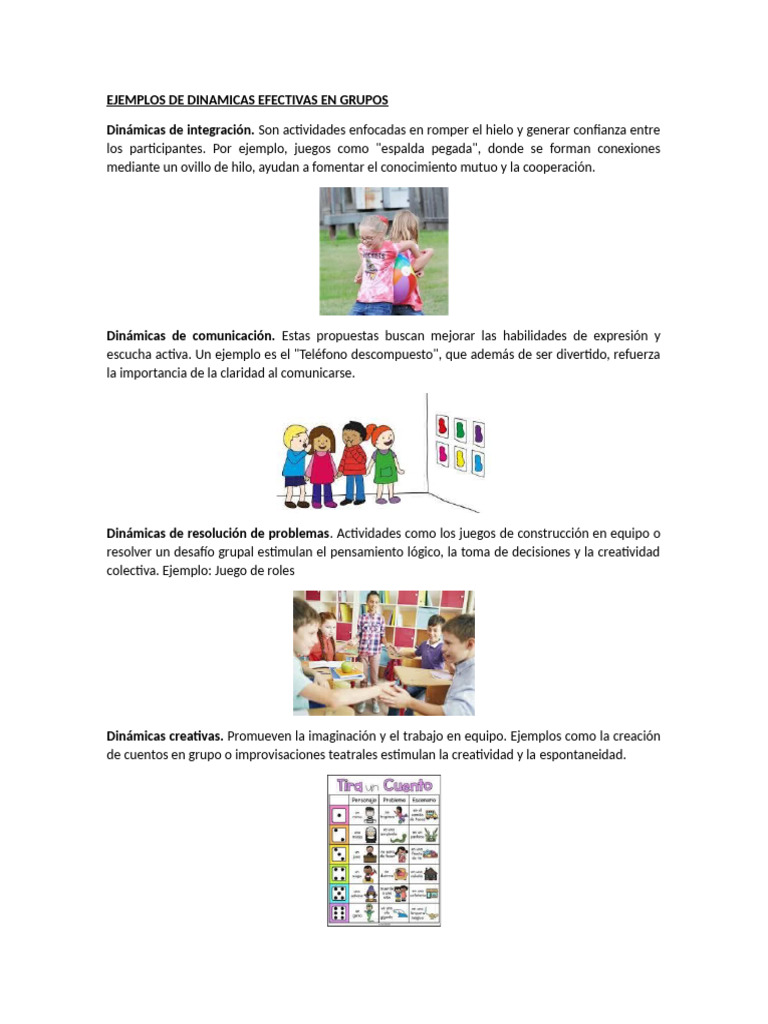Ejemplos de Dinámicas Grupales Efectivas | PDF | Creatividad | Aprendizaje