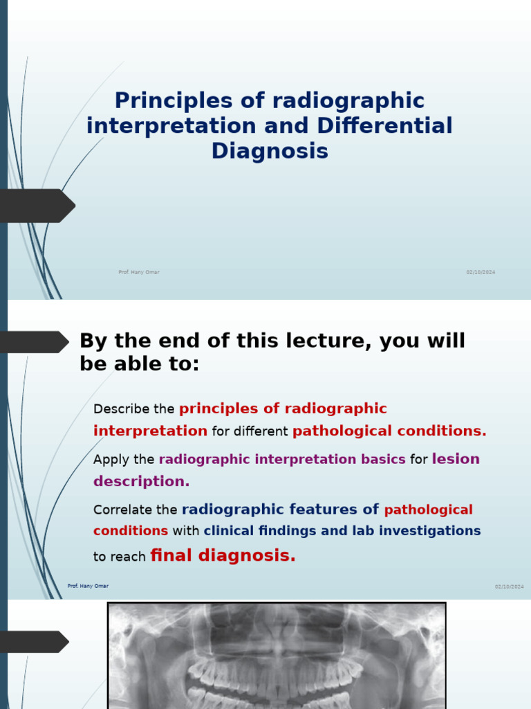 Principles of Interpretation 1 | PDF | Pathology | Radiography
