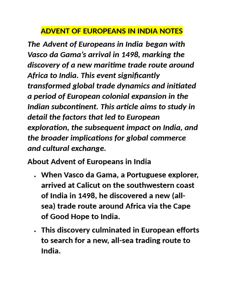 Advent of European Companies | PDF | Trade | Age Of Discovery