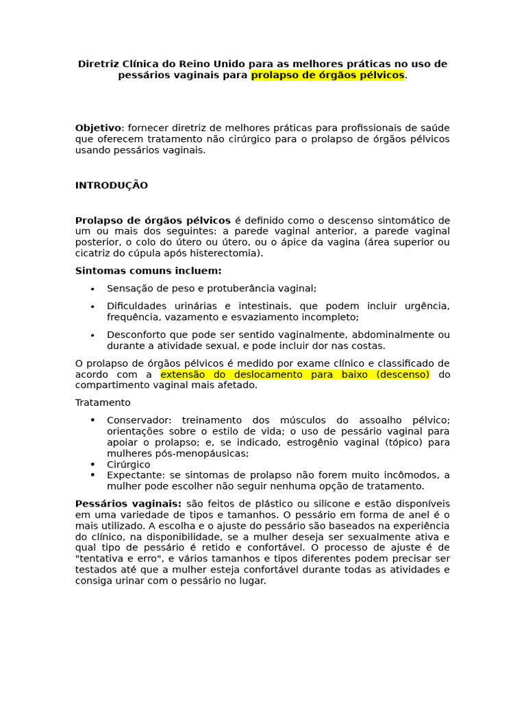 Cópia de pROTOCOLO Ru PESSÁRIO | PDF | Vagina | Mulher