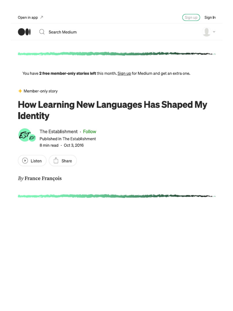 How Learning New Languages Has Shaped My Identity | PDF
