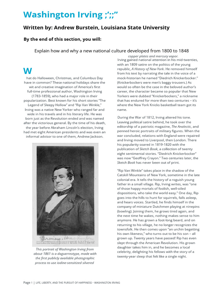 Washington Irving National Identity | PDF | Washington Irving | The ...