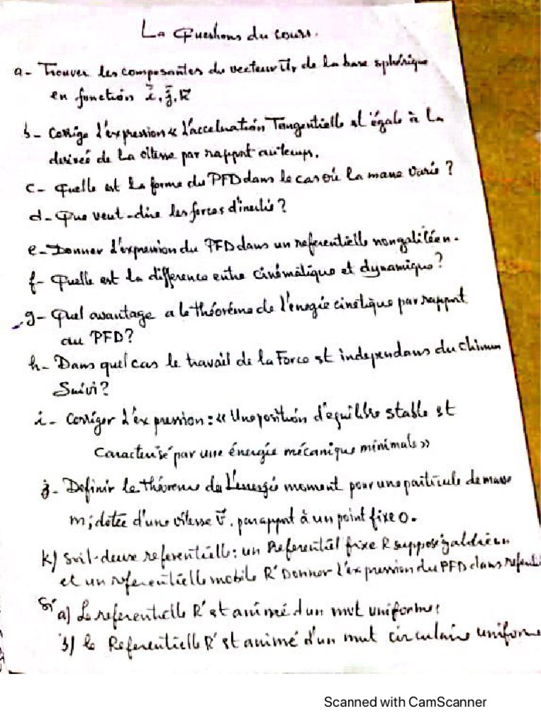 Question Du Cours Mécanique | PDF