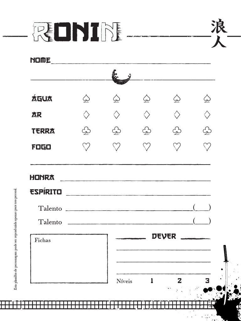 Dust Devils Ficha de Personagem Ronin Biblioteca Elfica | PDF