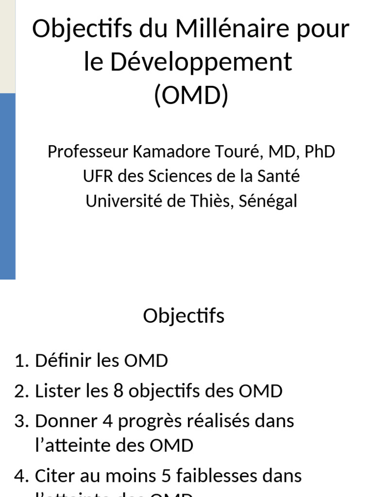 Objectifs Du Millénaire Pour Le Développement (OMD) | PDF | Objectifs ...