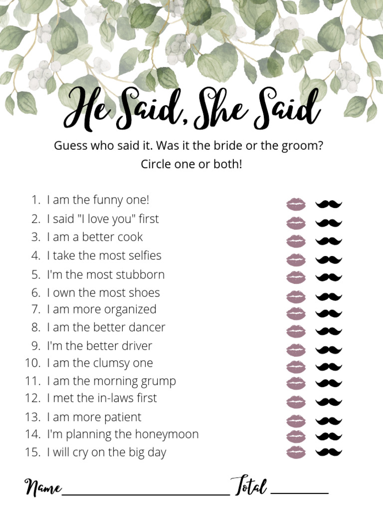 He Said She Said | PDF