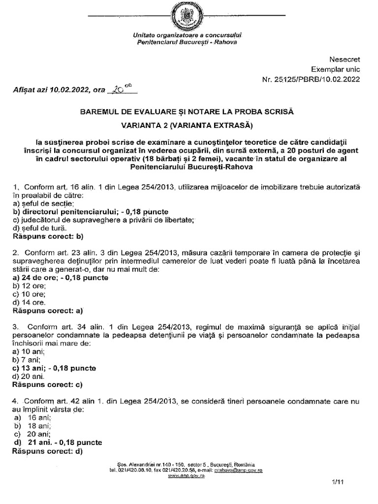 Barem Corectare Agent Operativ | PDF