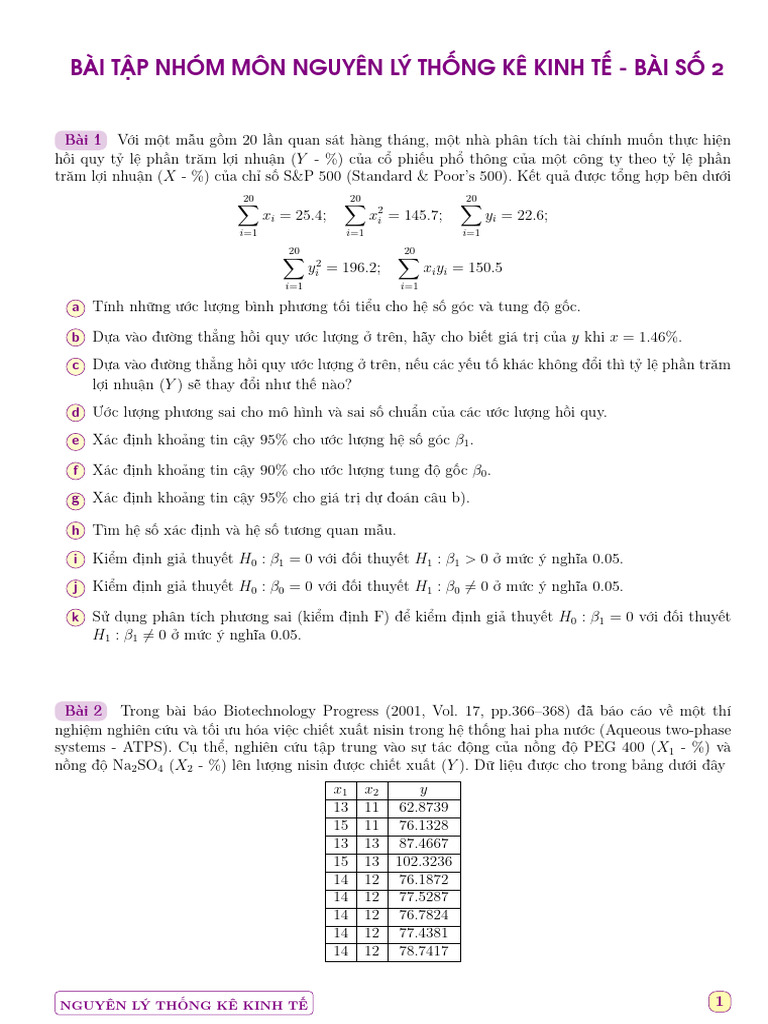 NLTKKT - Bài tập nhóm số 2 - T11-2024 | PDF