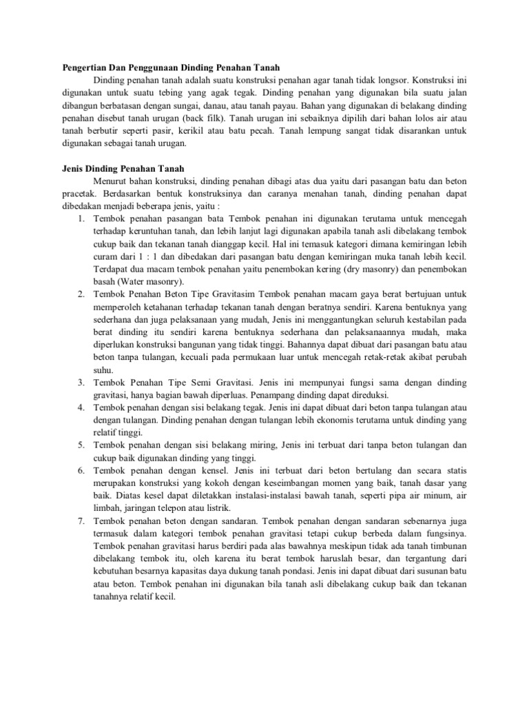 Desain Dinding Penahan Tanah Beton | PDF