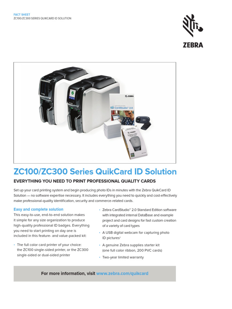 zc100 zc300 Quikcard Fact Sheet en Us | PDF | Printer (Computing ...