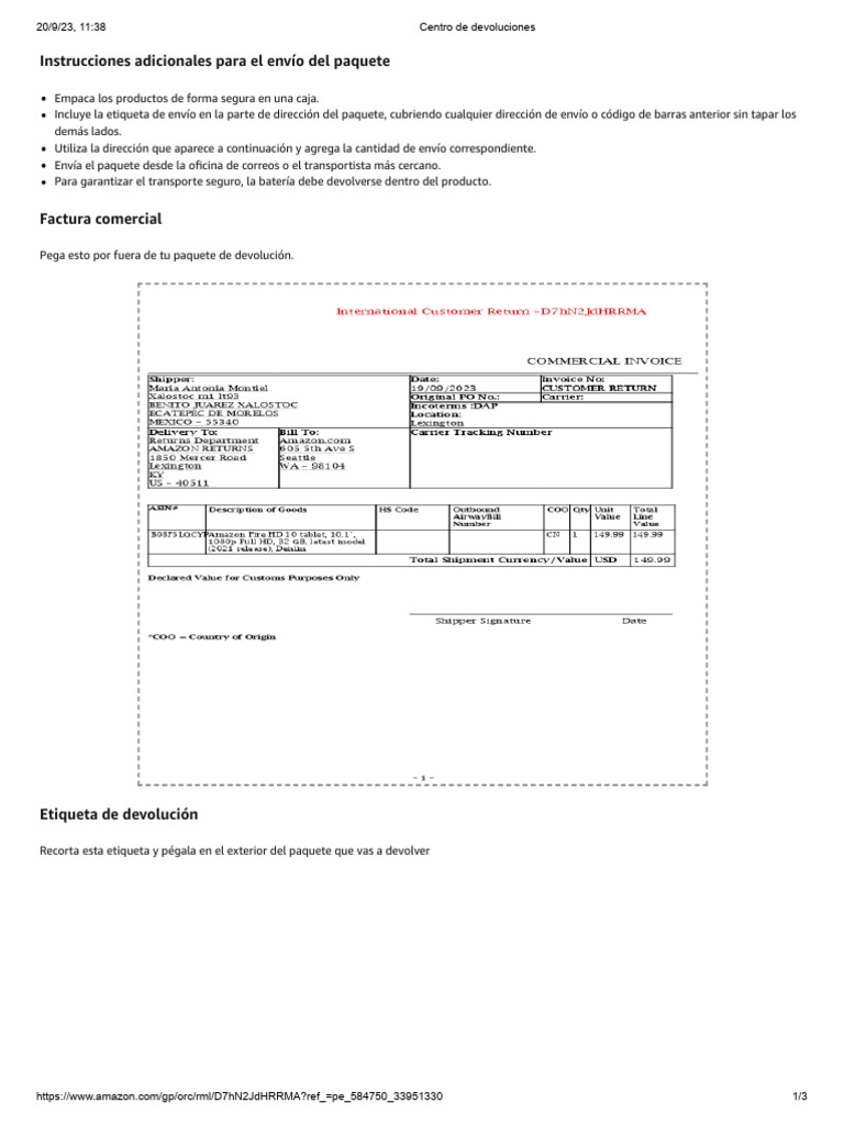 Centro de Devoluciones | PDF