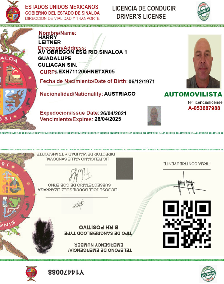 Licencia de Conducir Sinaloa 2025 | PDF