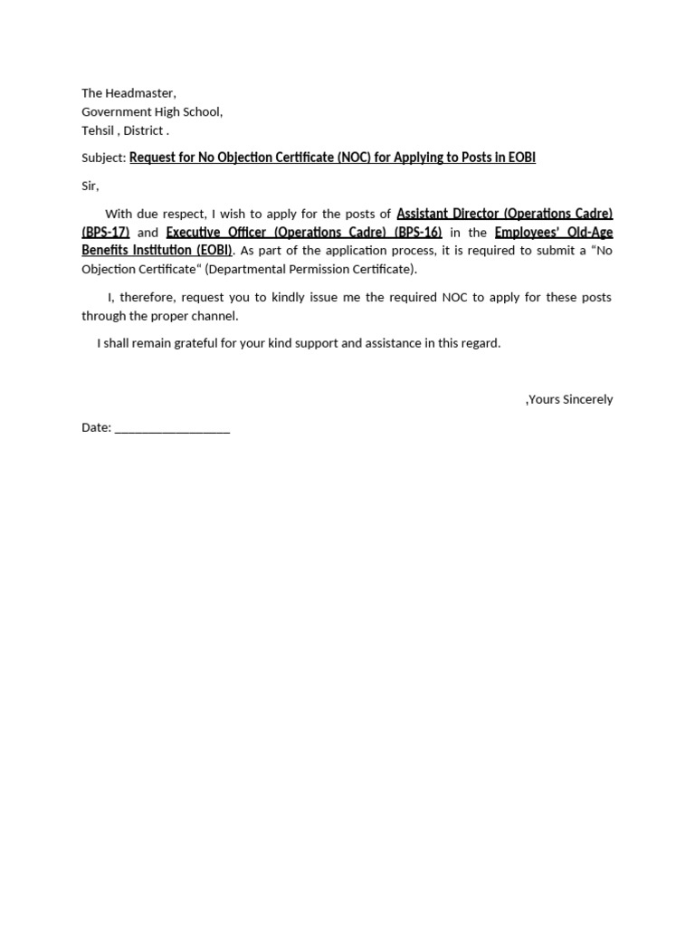 Application For NOC | PDF