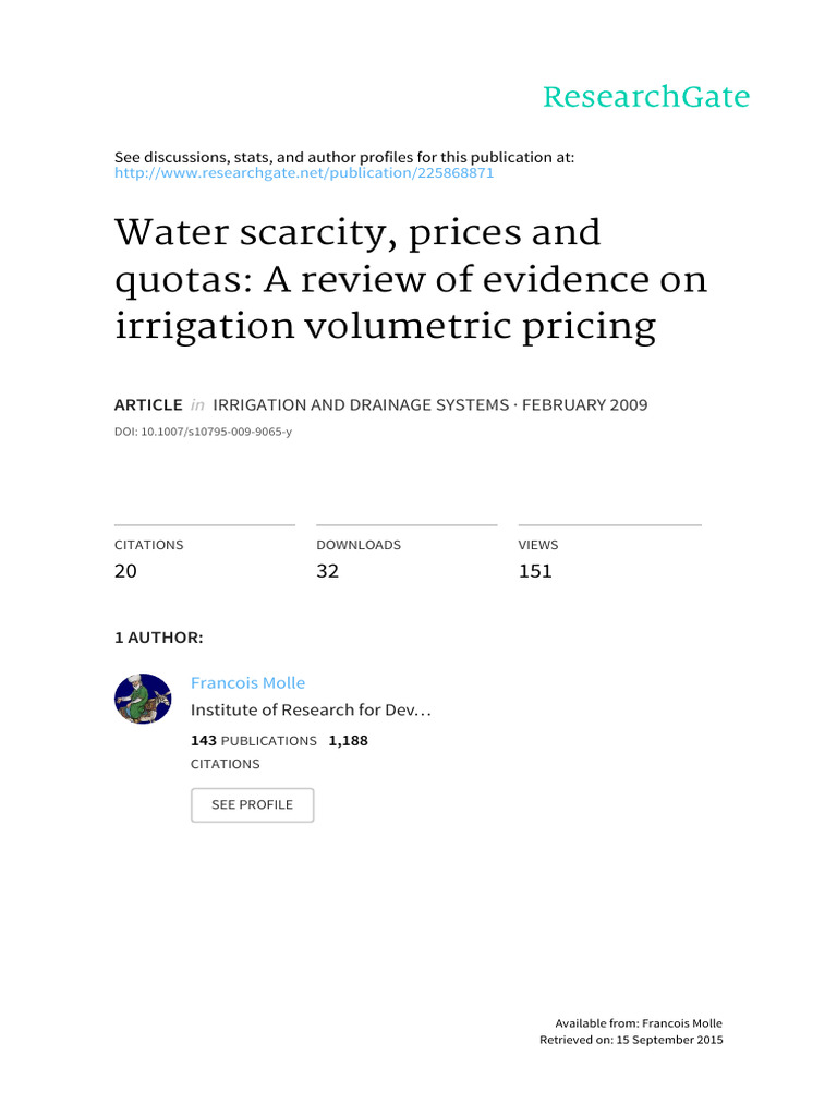 Water Scarcity, Prices and Quotas IRSystems | PDF | Water | Irrigation