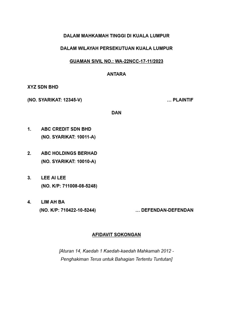 Afidavit Sokongan Firma 17 | PDF