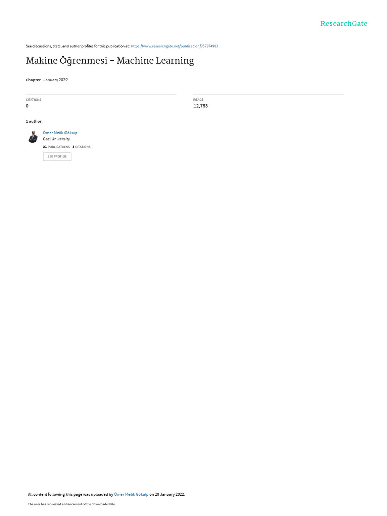 Makine Oegrenmesi Machine Learning | PDF