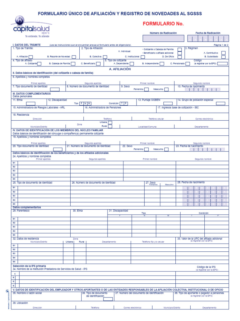 Formulario Unico Afiliacion Res 0974-A-2021 Signed Signed Organized | PDF | Documento de identidad