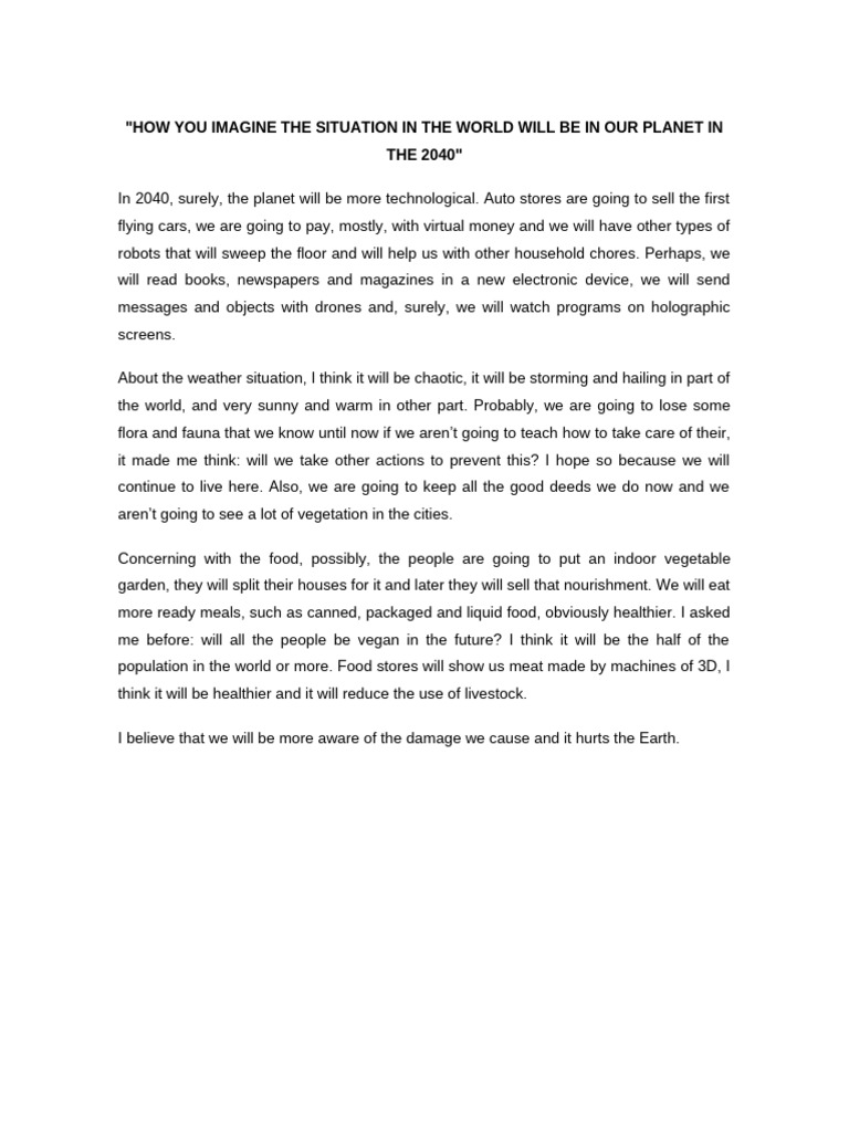 Future World: 2040 Predictions | PDF
