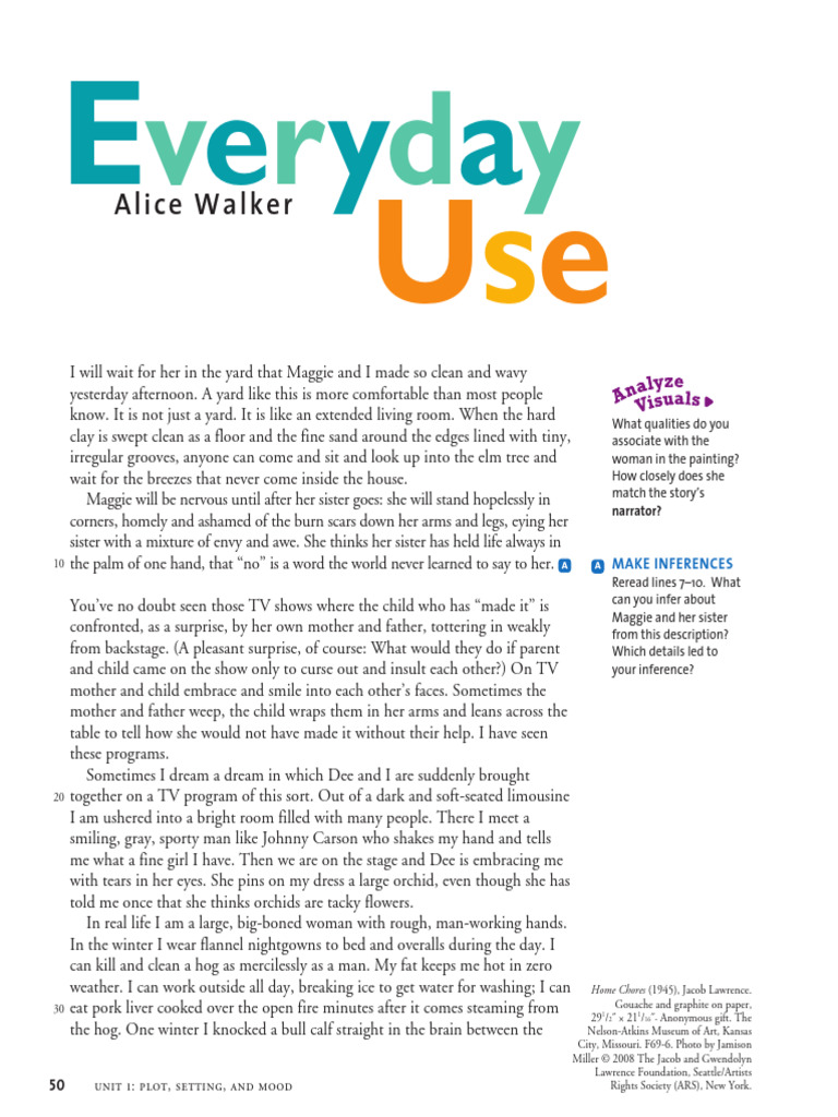 Everyday Use by Alice Walker P. 50-59 | PDF