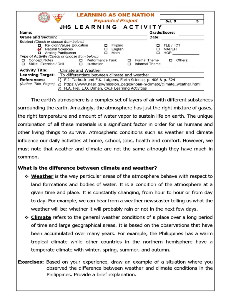 Climate vs. Weather Explained | PDF | Weather | Climate