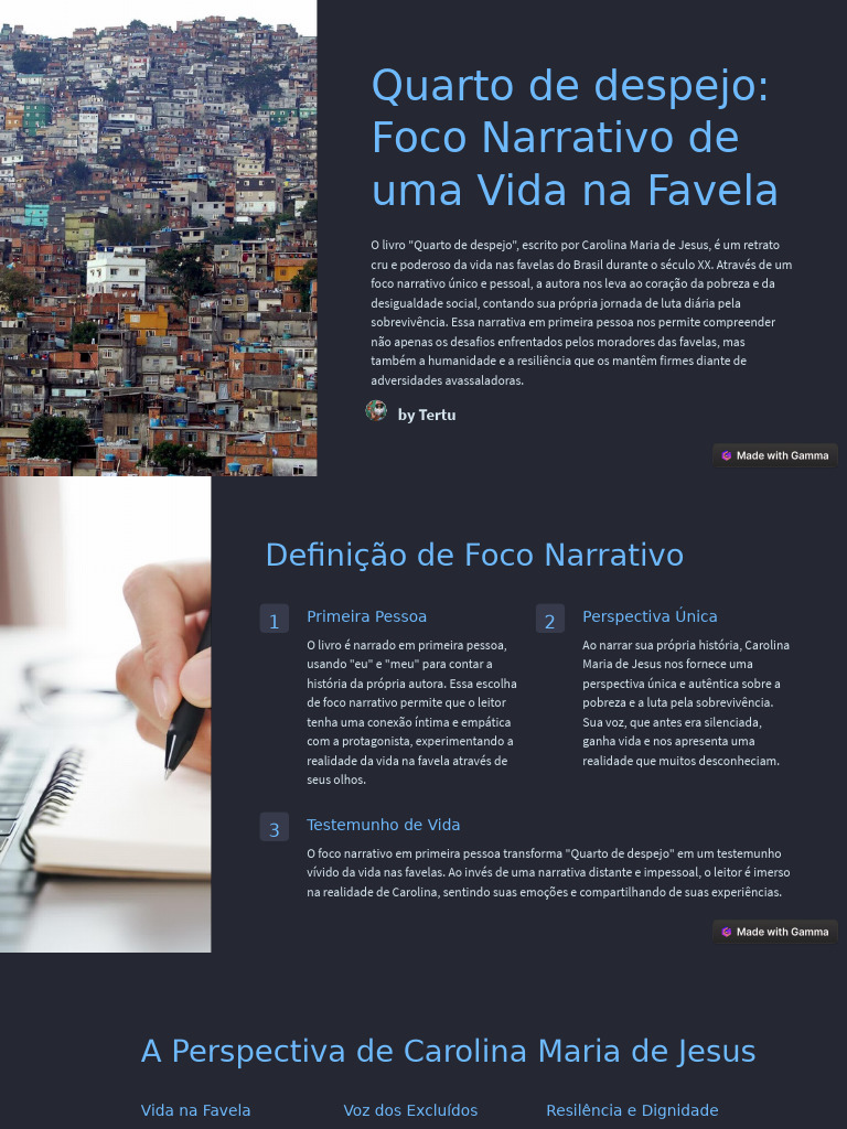 Quarto de Despejo Foco Narrativo de Uma Vida Na Favela | PDF | Narrativa | Favela