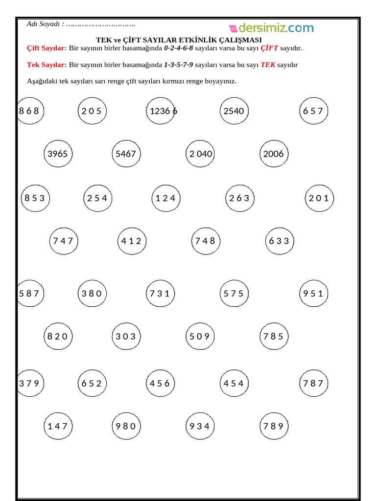Tek Cift Sayilar | PDF Tek Cift Sayilar | PDF