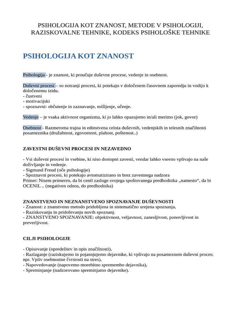 Psihologija, Psychology | PDF