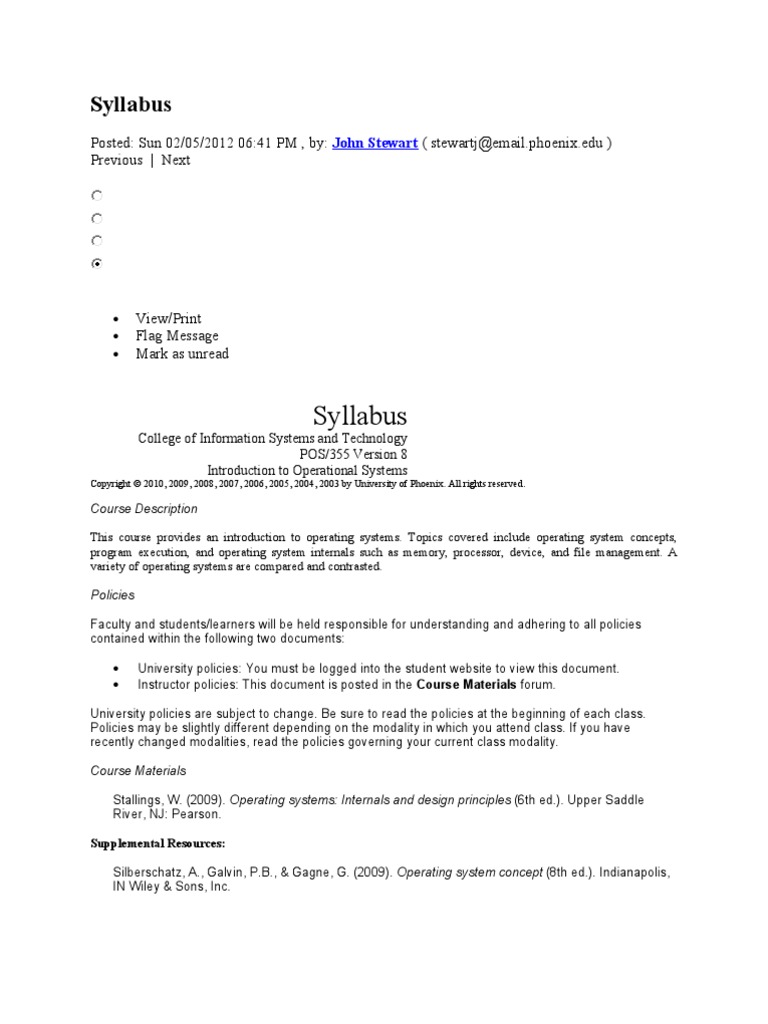 POS355 Syllabus | PDF | Operating System | Linux