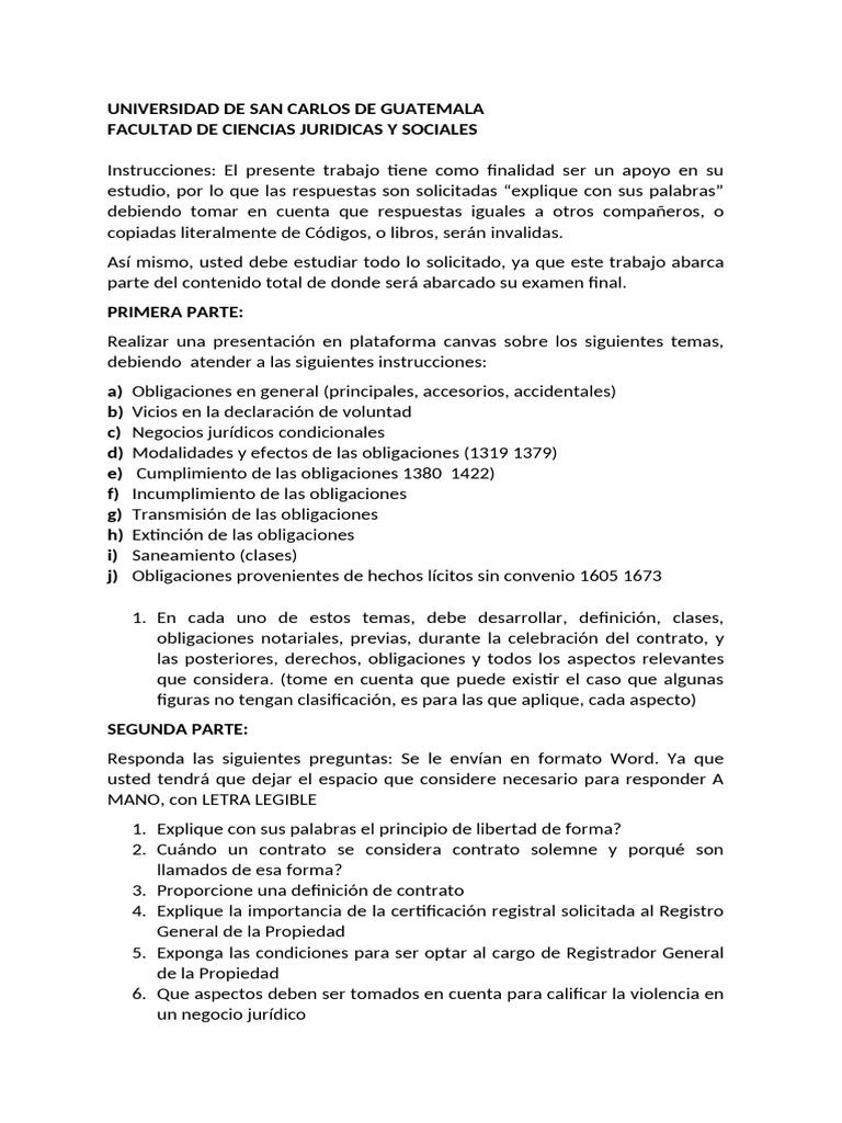 Tarea Usac Noviembre 2024 | PDF | Propiedad | Ley de obligaciones