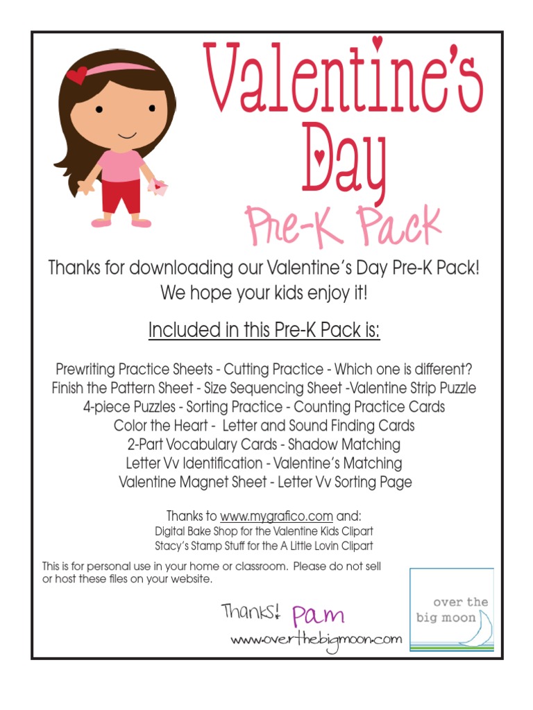 Valentine's Day: Pre-K Pack | PDF | Graphic Design