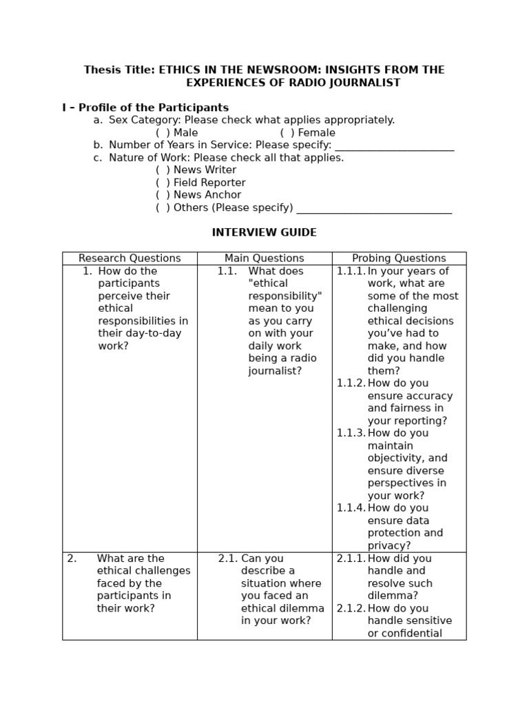 INTERVIEW-GUIDE | PDF | Journalism | Human Communication