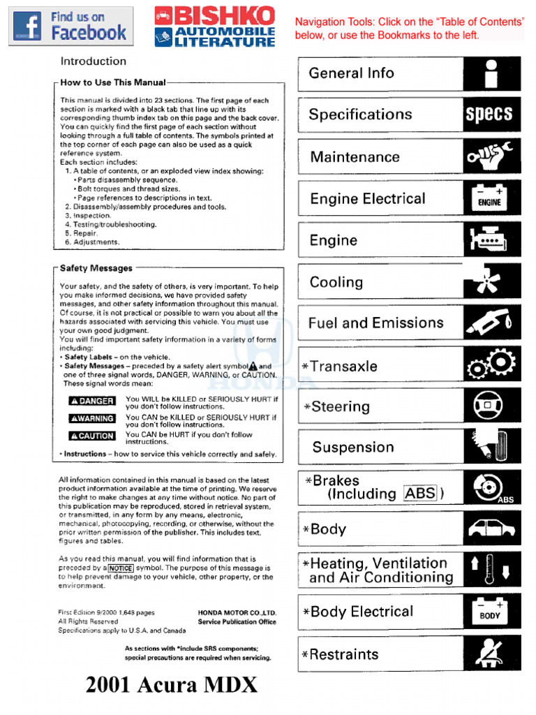 2001 Acura MDX SM | PDF | Airbag | Car