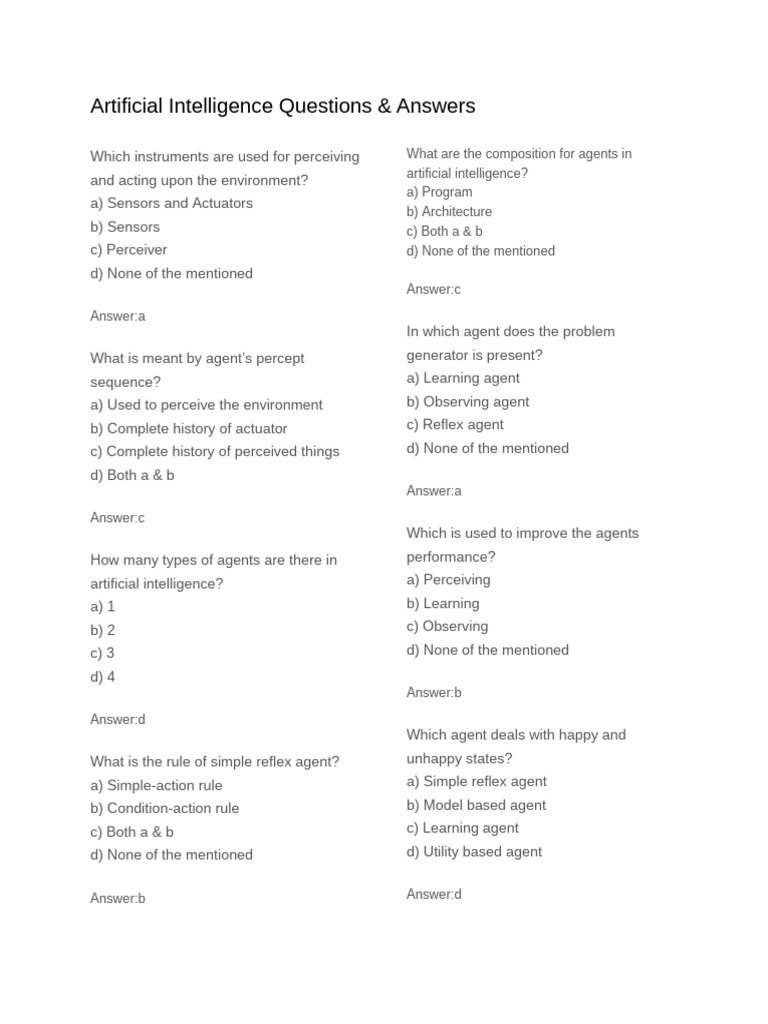 Artificial Intelligence Qanda Pdf Algorithms And Data Structures Algorithms