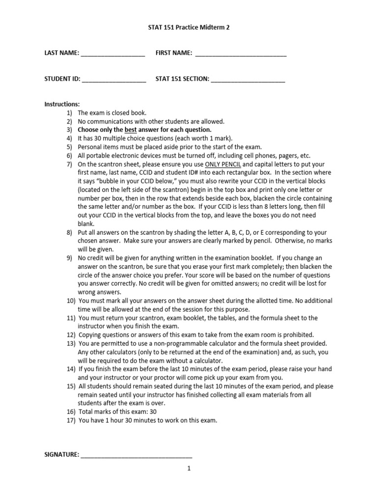 Practice Midterm 2 with Answers - Final Draft | PDF | Normal Distribution | Standard Deviation