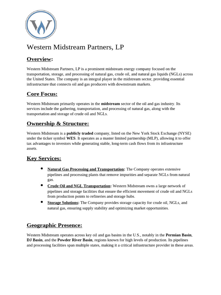Western Midstream Energy Overview | PDF | Natural Gas Processing ...